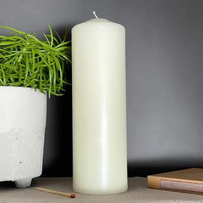Cina Candele per il compleanno di nozze per pilastri bianchi cera di paraffina senza fumo senza profumo in vendita