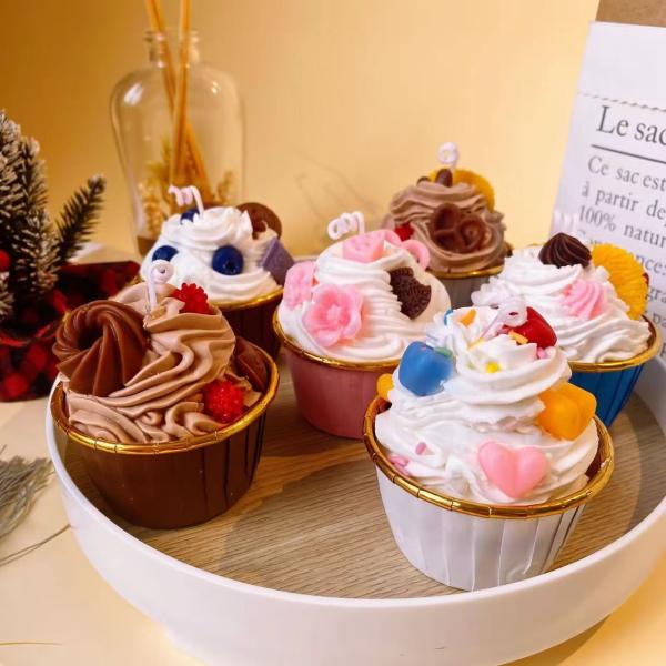 Quality Mini Sweet Cream Cake Wedding Party Biscuit Craft Candle Custom Luxury Ice Cream for sale