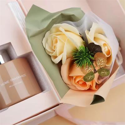 China Gift Box Set Reed Diffuser Perfume Set With Packaging Boxes 120ml Aroma Diffusers Fragrance With Flower for sale