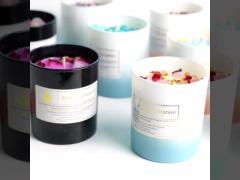 Glas Custom Private Label Velas Healing Crystal Aromatherapie Luxe Geurende Kaars Met Bloemen