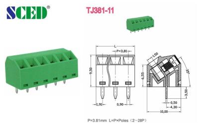 중국 10A PCB 나사식 터미널 구획 나사 죔쇠 작풍 2 Pin - 28의 Pin 전기 연결 판매용