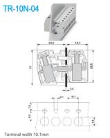 China 10.1mm Through Panel Terminal Block Brass 65A 300V UL94 V0 2-24P for sale