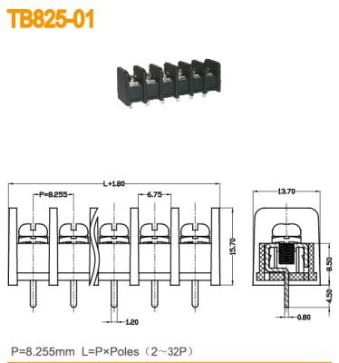 중국 8.255mm 피치 방벽 끝 구획 2-32 폴란드 300V/20A M3 나사 판매용