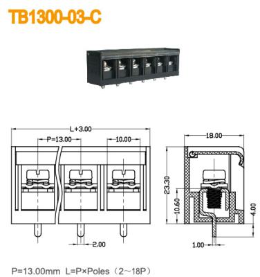 중국 플라스틱 덮개 13mm 피치 600V M4를 가진 40A 힘 끝 구획 방벽 판매용