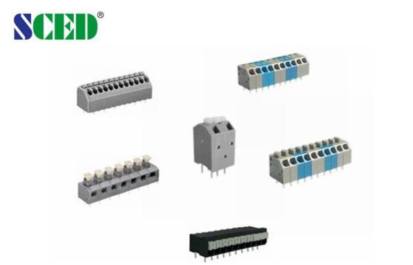 Pitch 5.0mm Spring Terminal Block 2-24 Poles Brass 300V/10A Screwless PA66