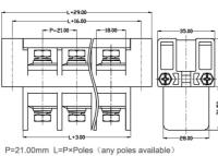 China 21mm 180A Panel Mount Feed Through Terminal Block with Plastic Cover 600V for sale