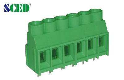 China Cubierta de la echada 6.35m m del bloque de terminales 300V 10A del soporte verde del PWB sola en venta