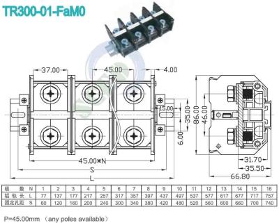 中国 45.00mmピッチパネル 高電流PC端末ブロック4P ブラックパワースクリューコネクタ 販売のため