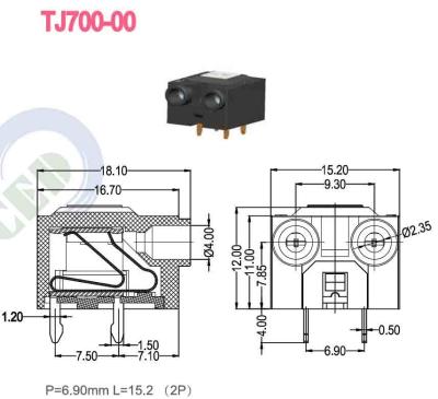 Китай Черный 300V 10A PBT винтовой тип терминальный блок для электрического соединения -40C- 105C продается