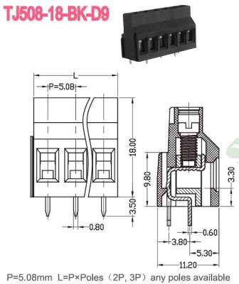 China 5.08mm 300V 10A PA66 PCB-Terminalblock Euro-Typ Erhebungsreihe für automatische Steuerung zu verkaufen