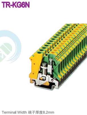 China Width 8.2mm Din Rail Terminal Blocks Ground Type AWG 24 - 8 Rail Transportation for sale
