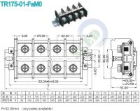China PCB Barrier Terminal Block 32.0mm 175A High Current PC M8 Right Angle for sale