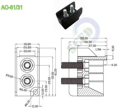 中国 35lb·in 黒 M8 ナッツ PBT スチール・ターミナル・ブロック アクセサリー 2スクリュー 販売のため
