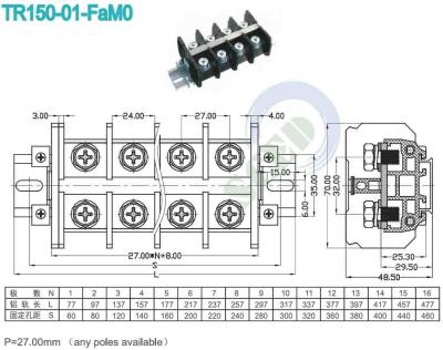 Cina Connettore di blocco terminale ad alta corrente 27.00mm 600V 150A 60mm2 Eventuali poli disponibili in vendita