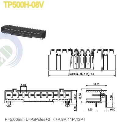 Cina Bollino terminale di rame maschio con spina 5.00mm 300V 14.5A per progettazione flessibile PA66+25%GF in vendita
