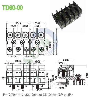 China 30A Rated Current Feed Through Terminal Block with Screw Connection Type and 16mm2 Rated Connecting Capacity for sale