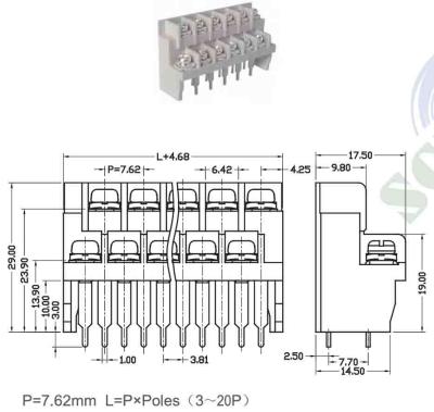 China Insulation Resistance of 1000MΩ and Withstand Voltage of 3000V in Terminal Barrier Block for Electrical Connections for sale