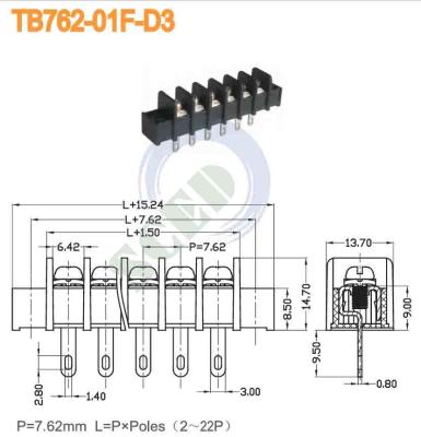 China 20A Current Barrier Terminal Board Designed for and -40 To 105°C Temperature Range for sale