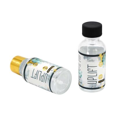 China 1oz 30ml Smell Leak Proof Airtight clear Round boston Glass Bottle with Black Screw Lid for Essential Oil Liquid Medicine Liquid for sale