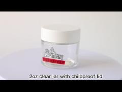 frasco 2oz de vidro claro com o frasco de vidro da erva daninha do tampão resistente da criança