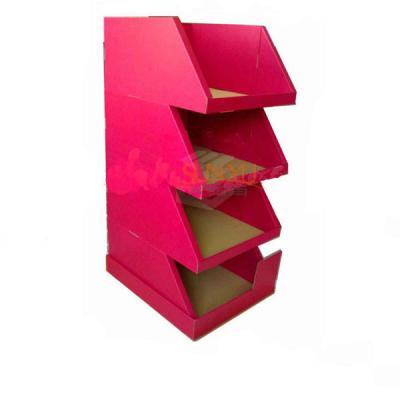 China Holz 4 Reihe rote MDF-Ausstellungsstände 100pcs für Einzelhandel/Supermarkt zu verkaufen