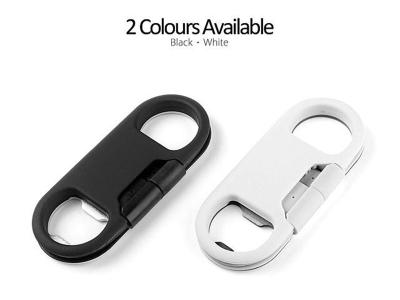 China Universal 3 in 1 Bottle Opener Keychain with USB Charging Data Sync Cable & Carabiner for IOS devices&Android Phone for sale