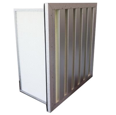 China Polypropyleen en glasvezel materiaal H13 H14 V-bank HEPA luchtfilter Te koop