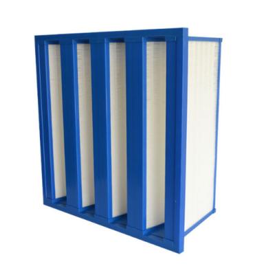 China Polypropyleen en glasvezel materiaal H13 H14 V-bank HEPA luchtfilter Te koop