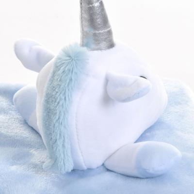 Adorable Blue Snuggle Blanket Baby Unicorn Stuffed Animal Blanket