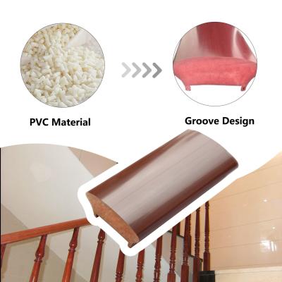 China Moderne balustrades voor binnenruimten PVC-trappenhandvat met proeftijd en SO110 item NO Te koop