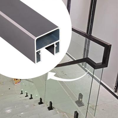 China Modern Fencing Glass Handrail with Flooring Mounting and Aluminum Railing Profiles for sale