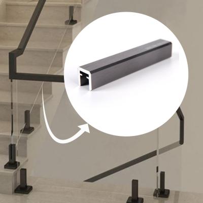 China Aluminum Alloy Glass Railing Balustrades Handrails in Black/Grey/Gold/Rose Gold/Silver for sale