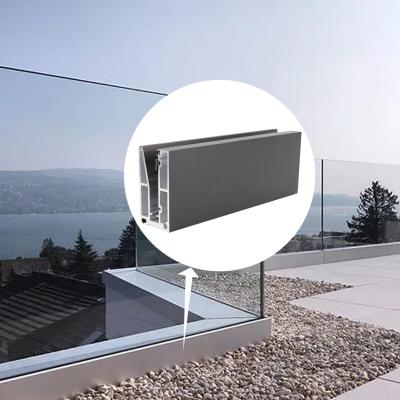 China Temper Glass enclosure undercut Modern Design U Channel Glass Railing with LED Light for sale