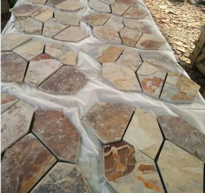 China Paving stone for garden courtyard in irregularity slate stone tile for sale