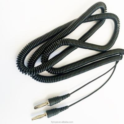 China Custom High Flexibility Banana Plug Connector Spiral Coiling Cables Flexible Strong For Audio Speaker for sale