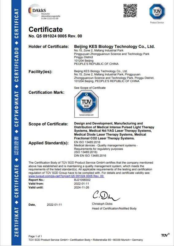 TUV Certificate - Beijing KES Biology Technology Co., Ltd.