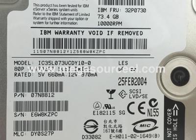 中国 IBMのSCSIハード ディスク80 Pin 73 GB IC35L073UCDY10-0 07N8812 32P0730 10K RPM 販売のため