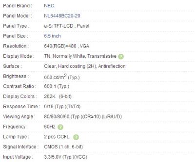 중국 LCD는 유형 NL6448BC20-21C, NL6448BC20-20, NL6448BC20-21D의 NEC 6.5 인치 640x480 화소 LCD 디스플레이를 깝니다 판매용