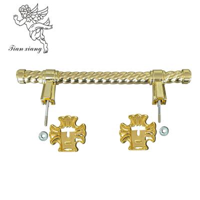 China Vintage Twisted Shaft Gold Plated ABS PP Casket Handle Funeral Hardware Coffin Pull Handle for sale