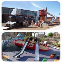 China Outdoor Plastic Swing And Slide Set Multifunction Eco Friendly for sale