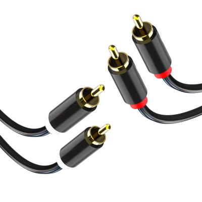 Cina Il maschio 2RCA ad oro maschio 2RCA ha placcato l'audio cavo, il nero 6 Ft 3,5 millimetri di audio cavo in vendita