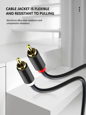 Cina Il maschio 2RCA ad oro maschio 2RCA ha placcato l'audio cavo, il nero 6 Ft 3,5 millimetri di audio cavo in vendita