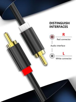 Cina Il maschio 2RCA ad oro maschio 2RCA ha placcato l'audio cavo, il nero 6 Ft 3,5 millimetri di audio cavo in vendita