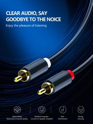 Cina Il maschio 2RCA ad oro maschio 2RCA ha placcato l'audio cavo, il nero 6 Ft 3,5 millimetri di audio cavo in vendita