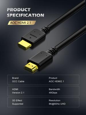 China De hoge snelheid Verklaarde Optische Hdmi Kabel van 48Gbps 8k 10 Voet Zwarte Kleur Te koop