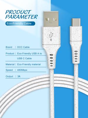 中国 マイクロUSBデータ充満ケーブルのためのムギ色の環境に優しい材料の生物分解性ケーブル 販売のため