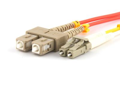 China Low Insert Loss Duplex Fiber Patch Cord 2.0mm OFNR Multimode Fiber Optic Cables for sale