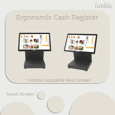 China Ergonomic All In One Touch Screen Cash Register Adjustable Screen Angle Compact Design for sale