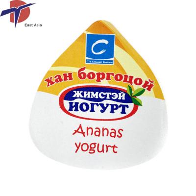 China Easy open aluminium foil lid for yogurt , triangle designed aluminum foil top sealing film for sale