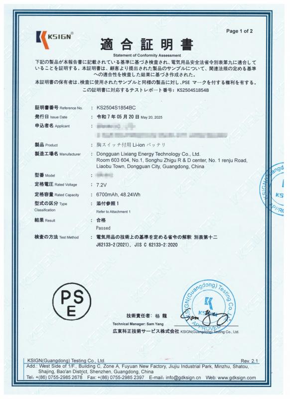 PSE - Dongguan Lixiang Energy Technology Co., Ltd.